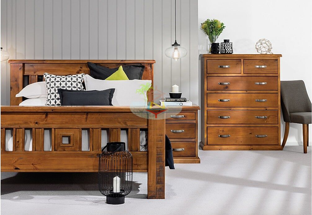 Felton# NZ Pine Chunky Bedroom Suite | King | LS – YNL Furniture